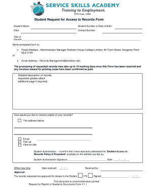 Fillable Online ssa edu Student Request for Access to Records Form ...