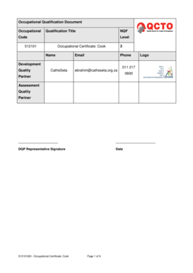 Fillable Online cathsseta org Occupational Qualification Document NQF Level 3 Phone Logo ...