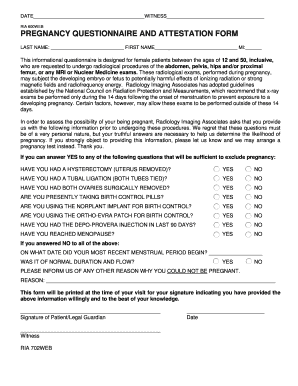 Fillable Online RIA 600WEB PREGNANCY QUESTIONNAIRE AND ATTESTATION FORM ...