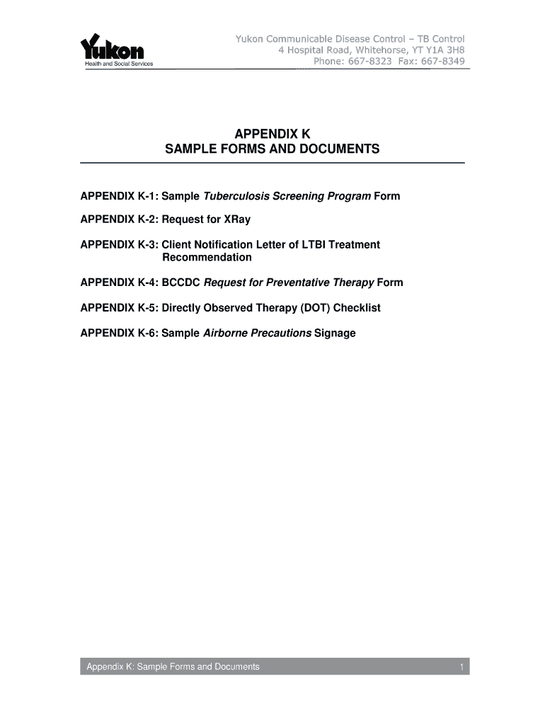 Fillable Online APPENDIX K SAMPLE FORMS AND DOCUMENTS - Yukon Fax Email ...