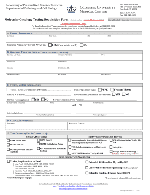 Fillable Online pathology columbia Molecular Oncology Testing ...