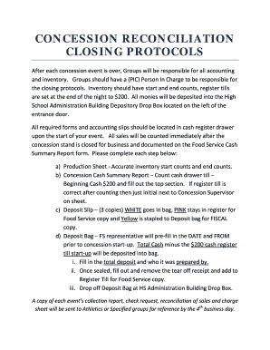 Fillable Online CONCESSION RECONCILIATION Fax Email Print - pdfFiller