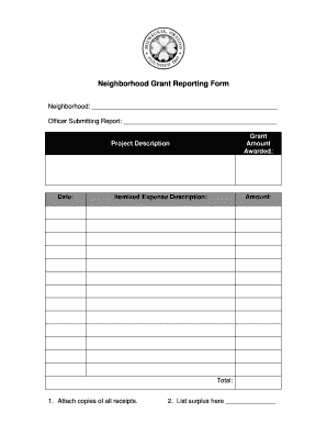 Fillable Online Neighborhood Grant Reporting Form Fax Email Print ...