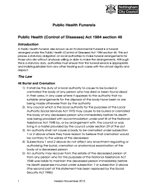 Fillable Online Public Health Funerals Public Health Control of ...