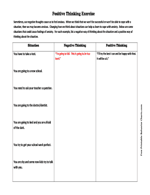 Fillable Online Positive Thinking Exercise Fax Email Print - pdfFiller