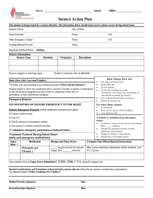 Fillable Online rcps Seizure Action Plan - rcpsus Fax Email Print - pdfFiller