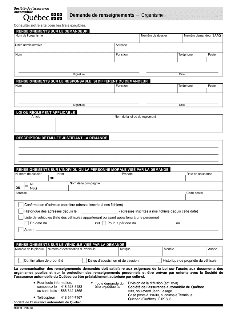 Remplissable En Ligne Demande de renseignements Organisme Permet un ...