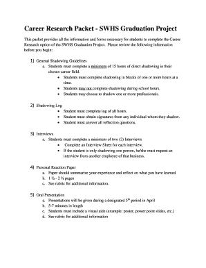 Fillable Online swsd k12 pa Career Research Packet - SWHS Graduation ...