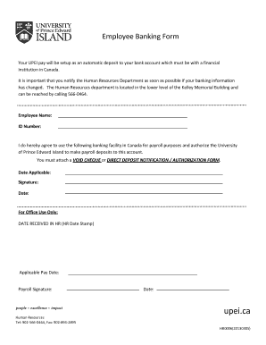 Fillable Online Employee Banking Form - University of Prince Edward ...