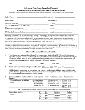 Fillable Online socialwork uw Advanced Practicum Learning Contract Fax Email Print - pdfFiller