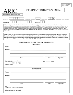 Fillable Online O M B 0925-0281 ARIC INFORMANT INTERVIEW FORM Fax Email ...
