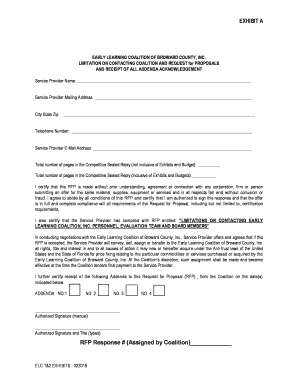 Fillable Online elcbroward EXHIBIT A EARLY LEARNING COALITION OF ...