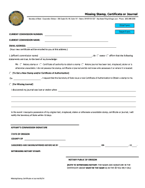 Fillable Online Missing Stamp Certificate or Journal Fax Email Print ...