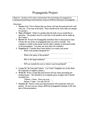 Fillable Online Propaganda Project with Rubric - Bensalem High School ...