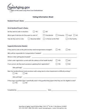 Fillable Online Voting Information Sheet - iowaaginggov Fax Email Print ...