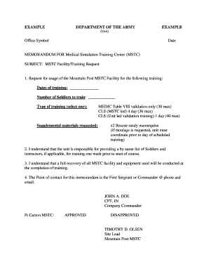 Fillable Online carson army EXAMPLE DEPARTMENT OF THE ARMY EXAMPLE ...