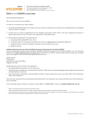 Fillable Online ElderShield/IDAPE CLAIM FORM Fax Email Print - pdfFiller