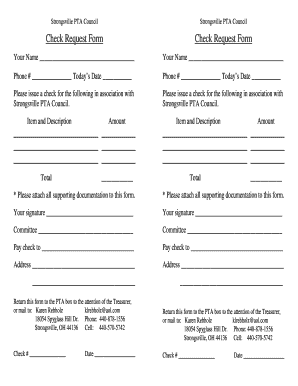 Fillable Online Strongsville PTA Council Check Request Form Fax Email Print - pdfFiller
