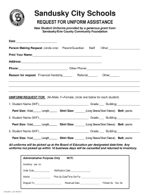 Fillable Online REQUEST FOR UNIFORM ASSISTANCE Fax Email Print - pdfFiller