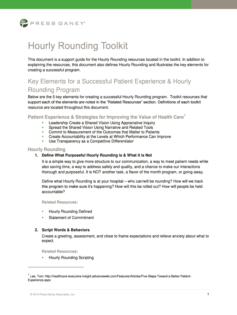 Fillable Online Hourly Rounding Toolkit Fax Email Print - pdfFiller