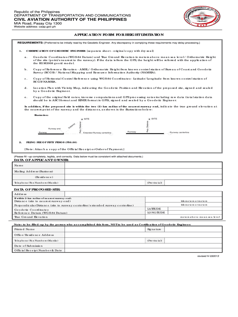 Fillable Online Height Limitation Application Form - Civil Aviation ...
