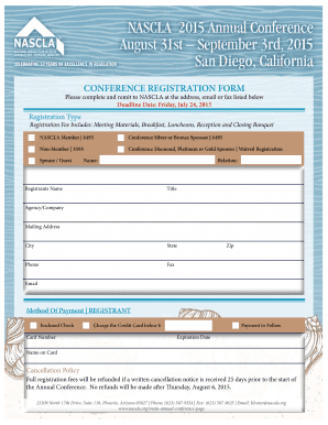 Fillable Online nascla CONFERENCE REGISTRATION FORM - NASCLA - nascla ...