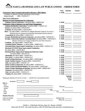 Fillable Online nascla NASCLA BUSINESS AND LAW PUBLICATIONS - ORDER ...