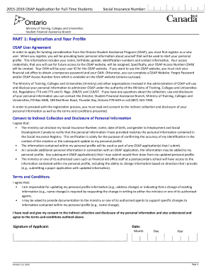 Fillable Online Ontario Student Assistance Program 20152016 OSAP ...