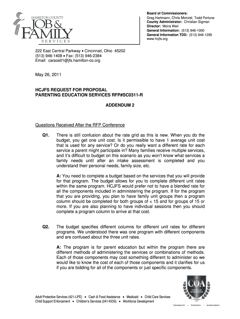 Fillable Online HCJFS REQUEST FOR PROPOSAL PARENTING EDUCATION SERVICES ...