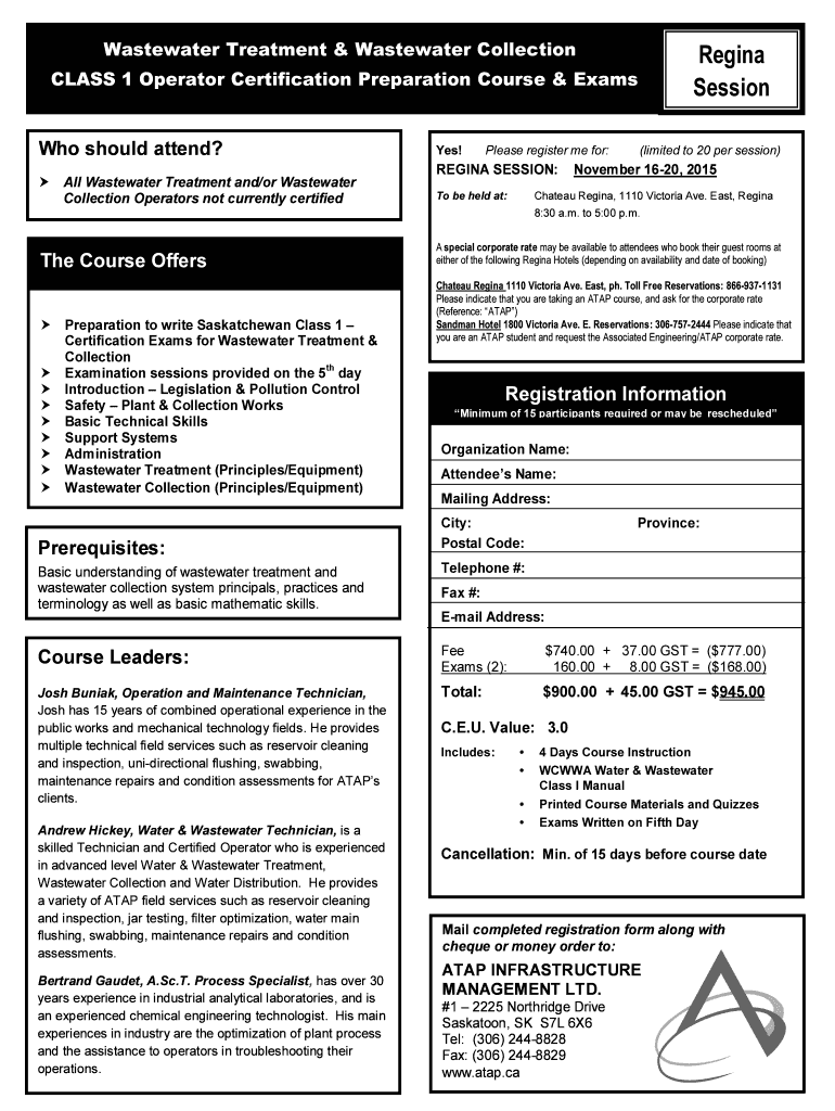 Fillable Online atap All Wastewater Treatment andor Wastewater - atap ...