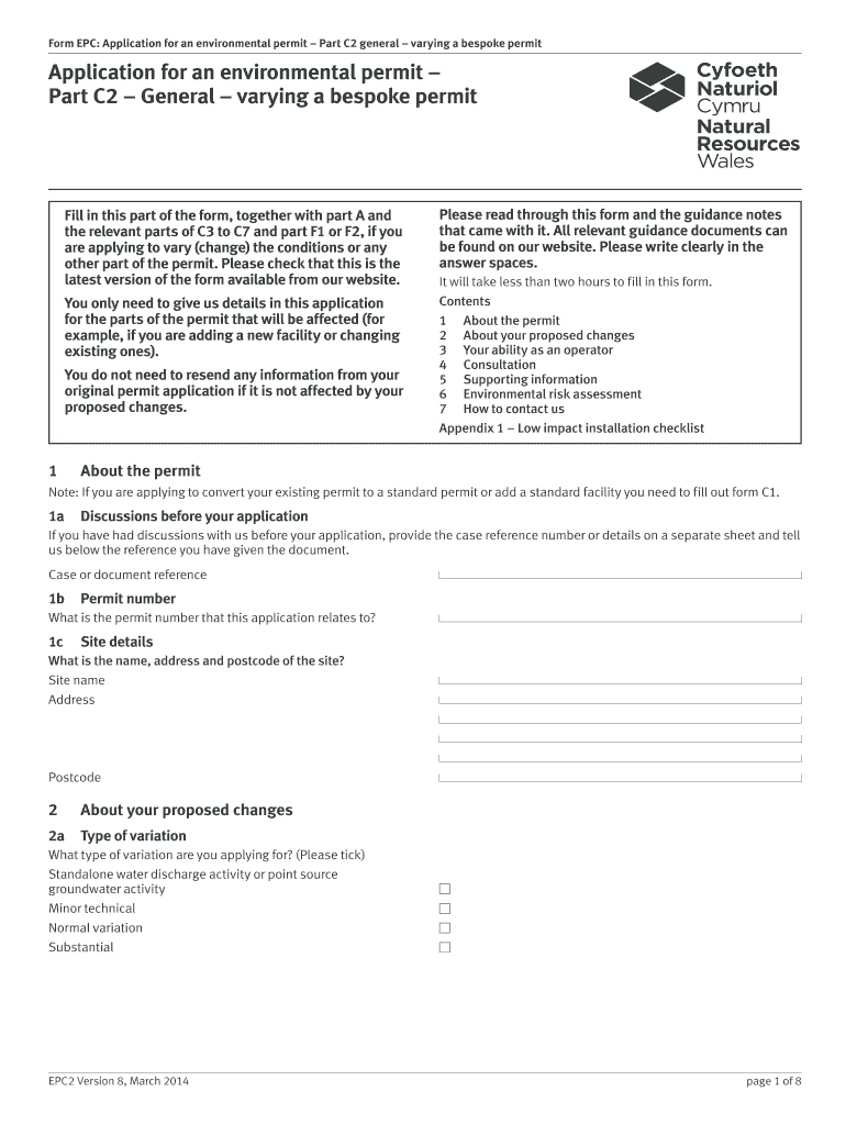 Fillable Online naturalresources Form EPC: Application for an ...