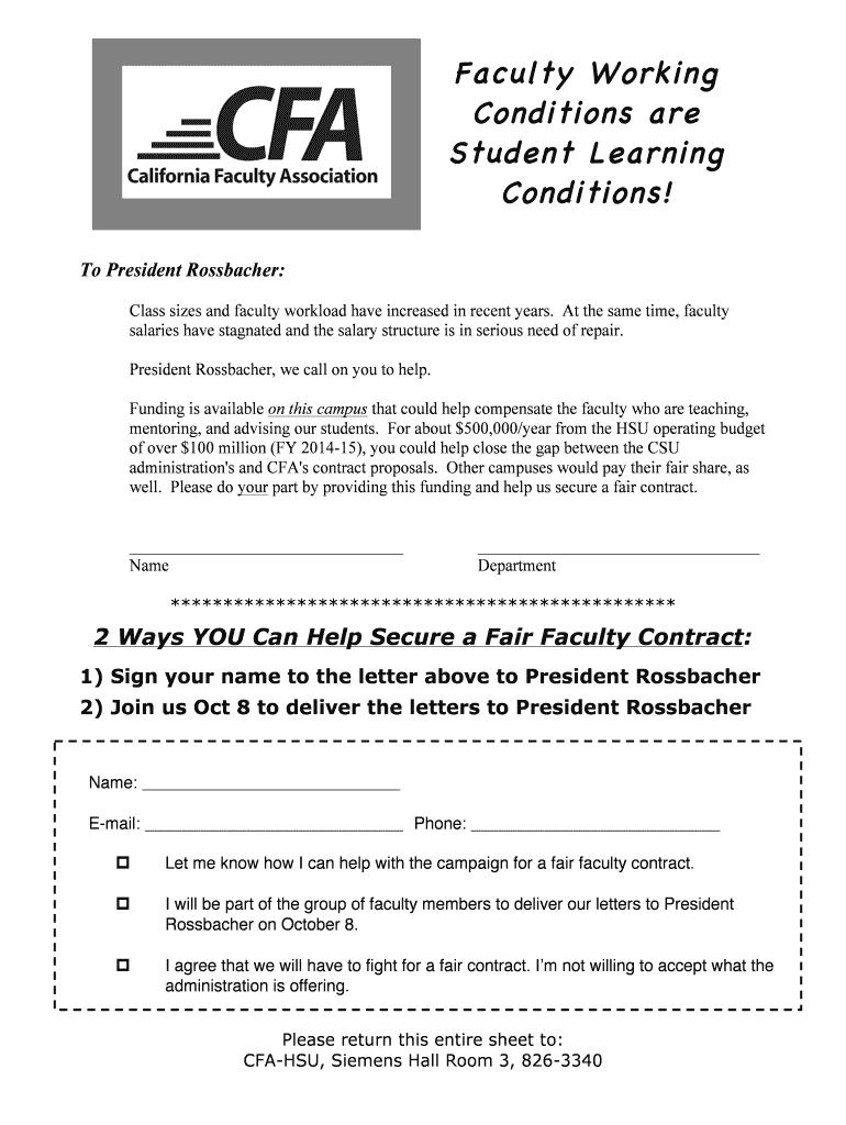 Fillable Online calfac Faculty Working Conditions are Student Learning ...