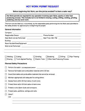 Fillable Online Before beginning Hot Work, can this job be avoided Fax ...