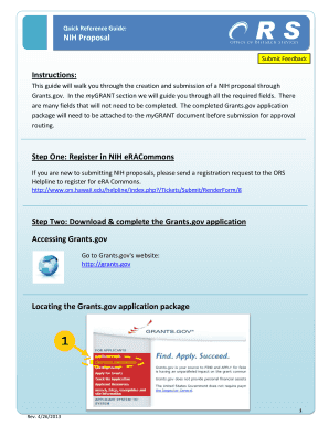 Fillable Online ors hawaii Quick Reference Guide NIH Proposal ...