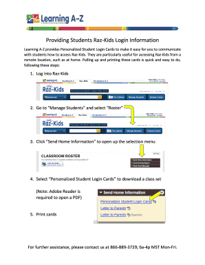Fillable Online Providing Students Raz-Kids Login Information Fax Email ...
