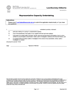 Fillable Online Representative Capacity Undertaking Fax Email Print ...