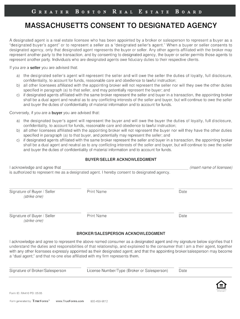 Fillable Online A designated agent is a real estate licensee who has ...