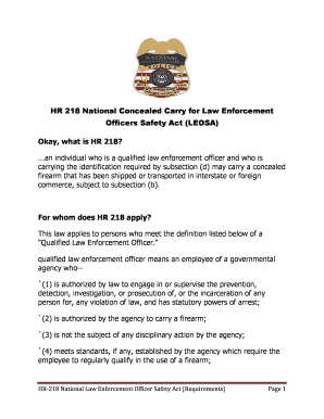 Fillable Online HR 218 National Concealed Carry for Law Enforcement Fax ...