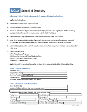 Fillable Online dentistry ucla Full ACT Preceptor Application 2016 Fax ...