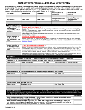 Fillable Online graduate iupui IUPUI GraduateProfessional School ...