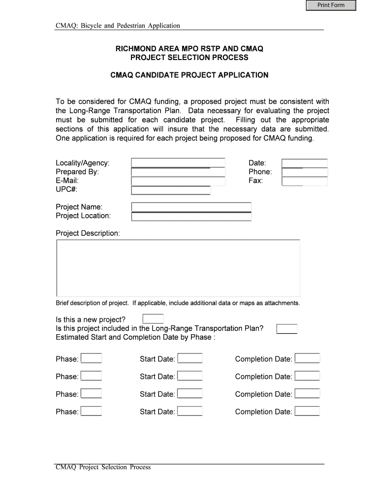 Fillable Online richmondregional CMAQ Bicycle and Pedestrian ...