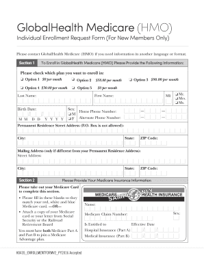 Fillable Online GlobalHealth Medicare HMO Fax Email Print - pdfFiller