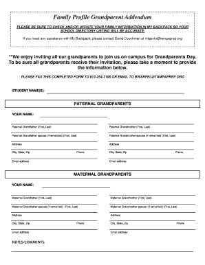 Fillable Online Family Profile Grandparent Addendum Fax Email Print ...