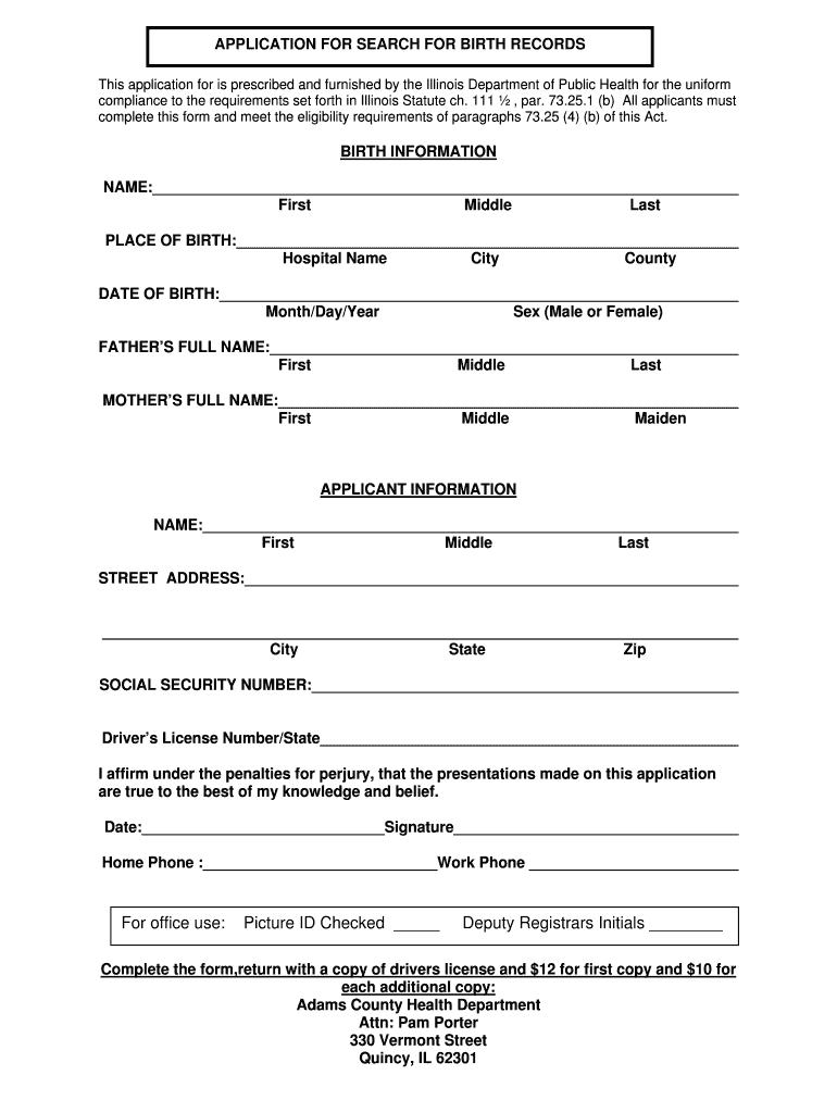 Fillable Online Birth Certificate Application Form.doc Fax Email Print ...