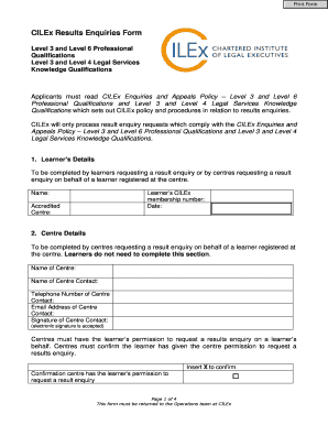 Fillable Online CILEx Results Enquiries Form Fax Email Print - pdfFiller
