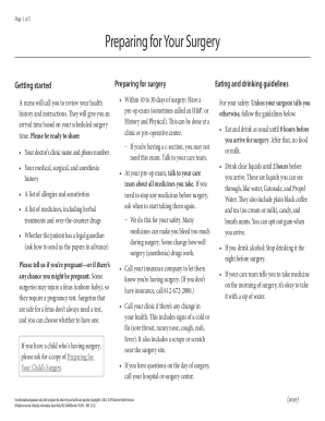 Fillable Online Welcome Within 30 days of surgery - fvfilescom Fax ...