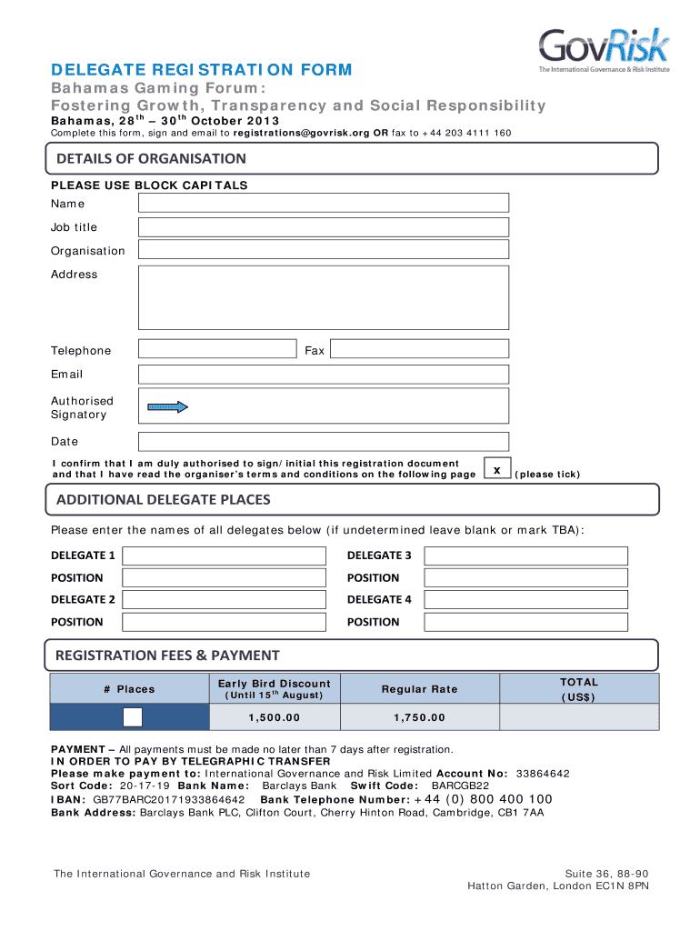 Fillable Online DELEGATE REGISTRATION FORM - bmedialt02netb Fax Email Print - pdfFiller