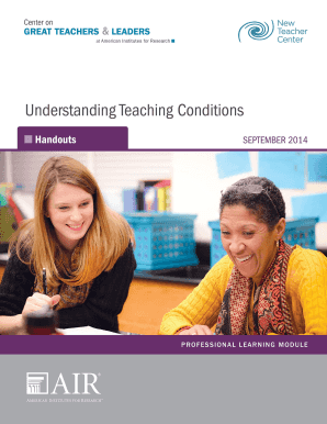 Fillable Online Understanding Teaching Conditions - Center on Great Fax ...