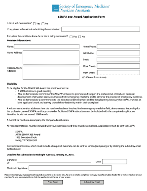 Fillable Online sempa SEMPA 360 Award Application Form Fax Email Print ...