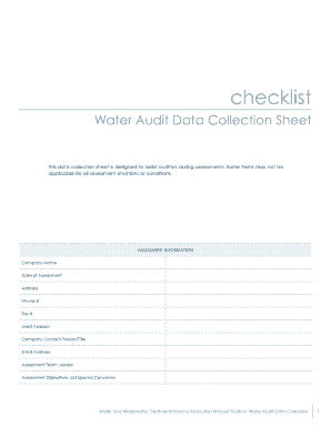Fillable Online Water Audit Data Collection Sheet Fax Email Print ...